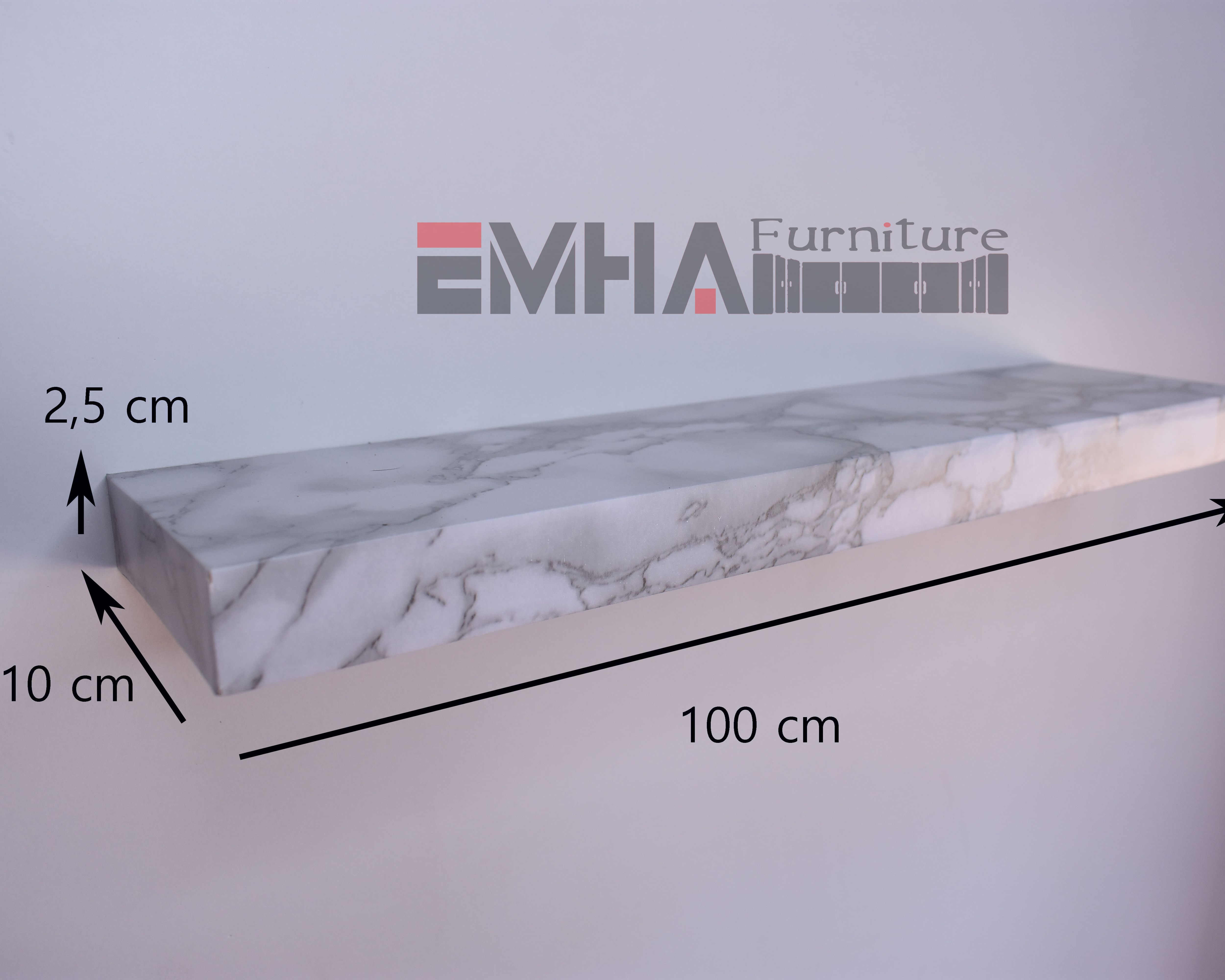 RAK AMBALAN DINDING (P)100&80&60 X (L)10 X (T)2,5 CM PUTIH MARMER ...