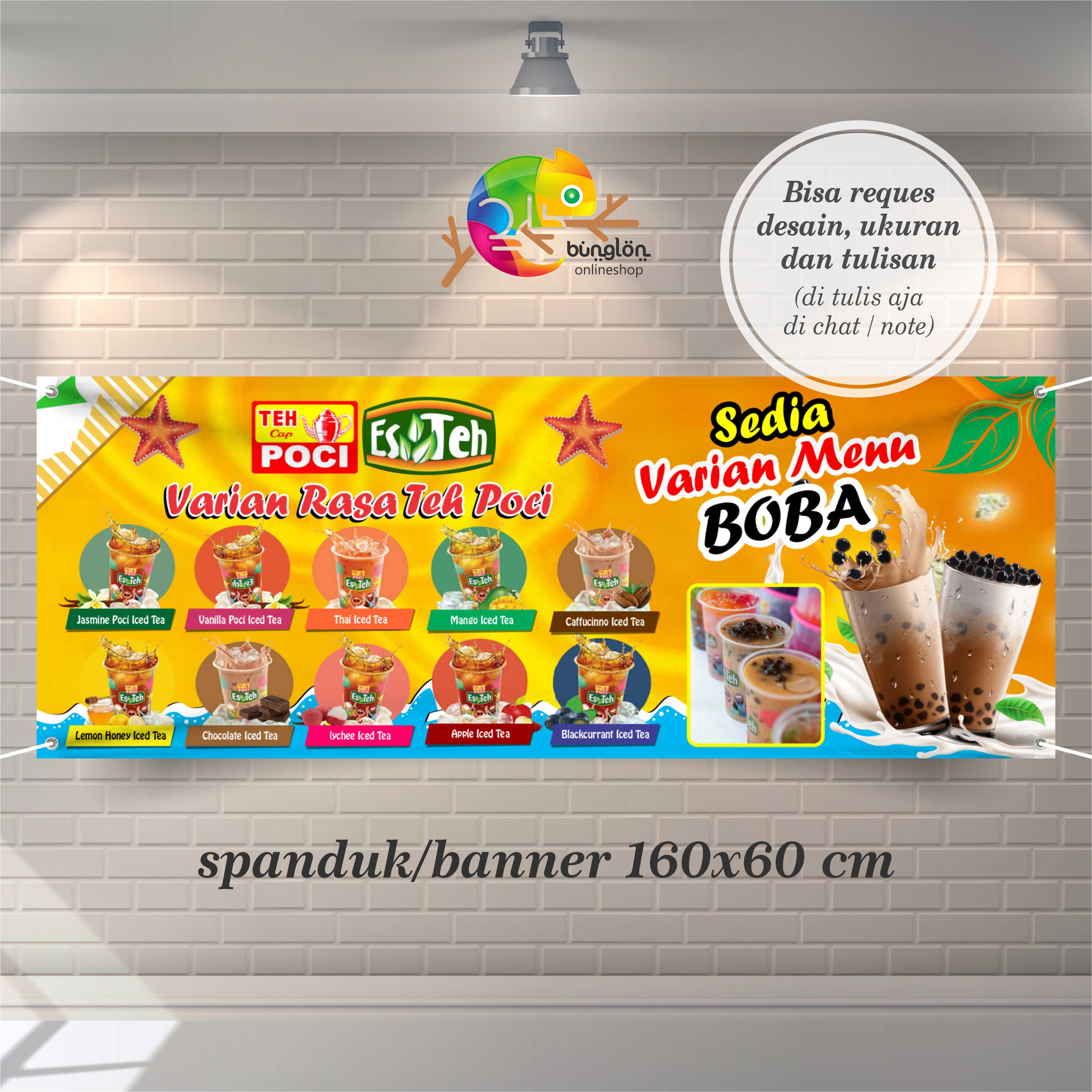 Size 160x60 Cm Spanduk, Banner Varian Teh Poci & Varian Es Boba ...