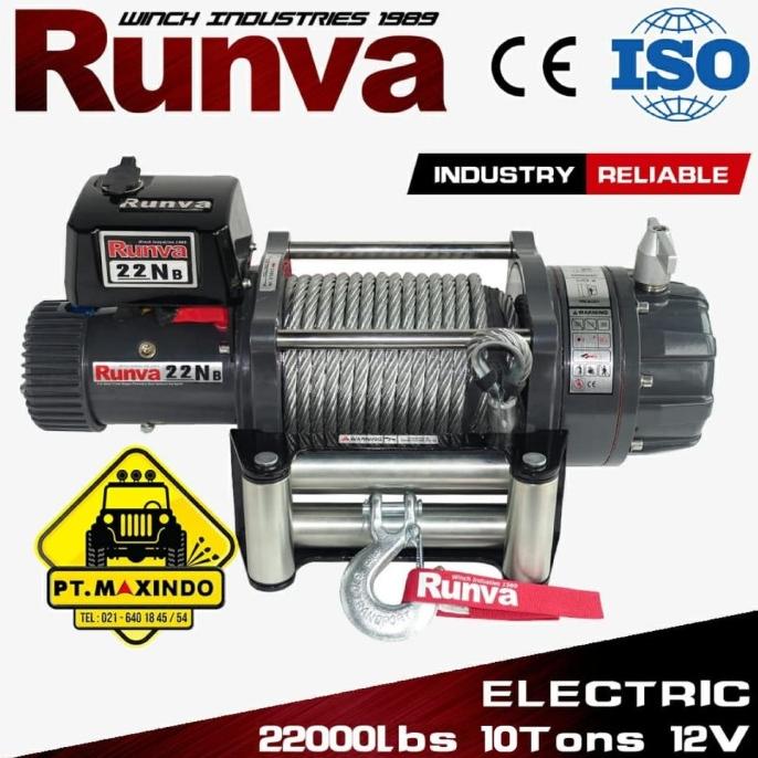 RUNVA 22NB Electric Winch 12 Volt Kapasitas 10 Ton Heavy Duty | Lazada ...