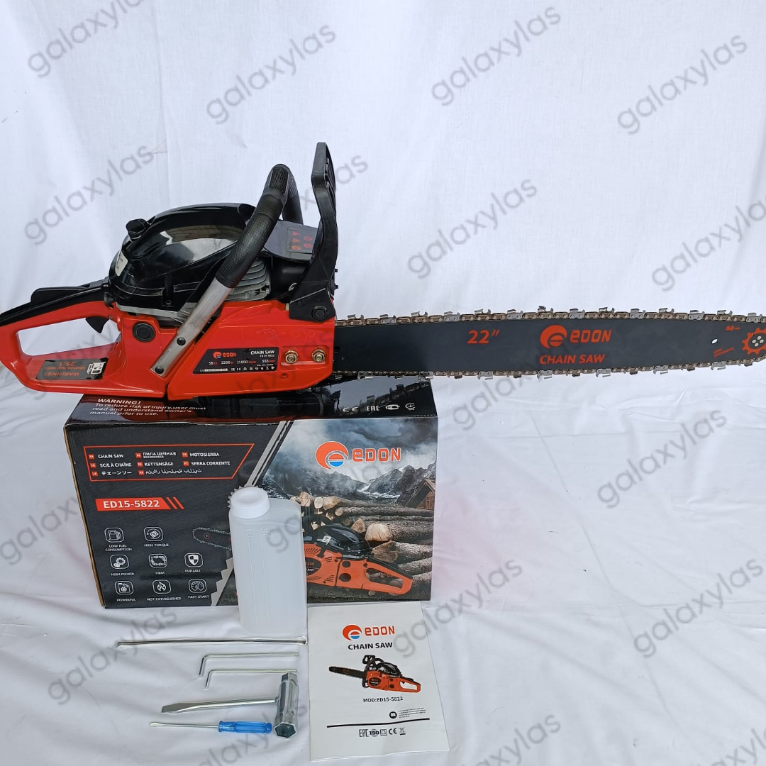 MESIN CHAINSAW 22 INCH EDON 2 TAK GERGAJI POTONG KAYU POHON CHAIN SAW ...