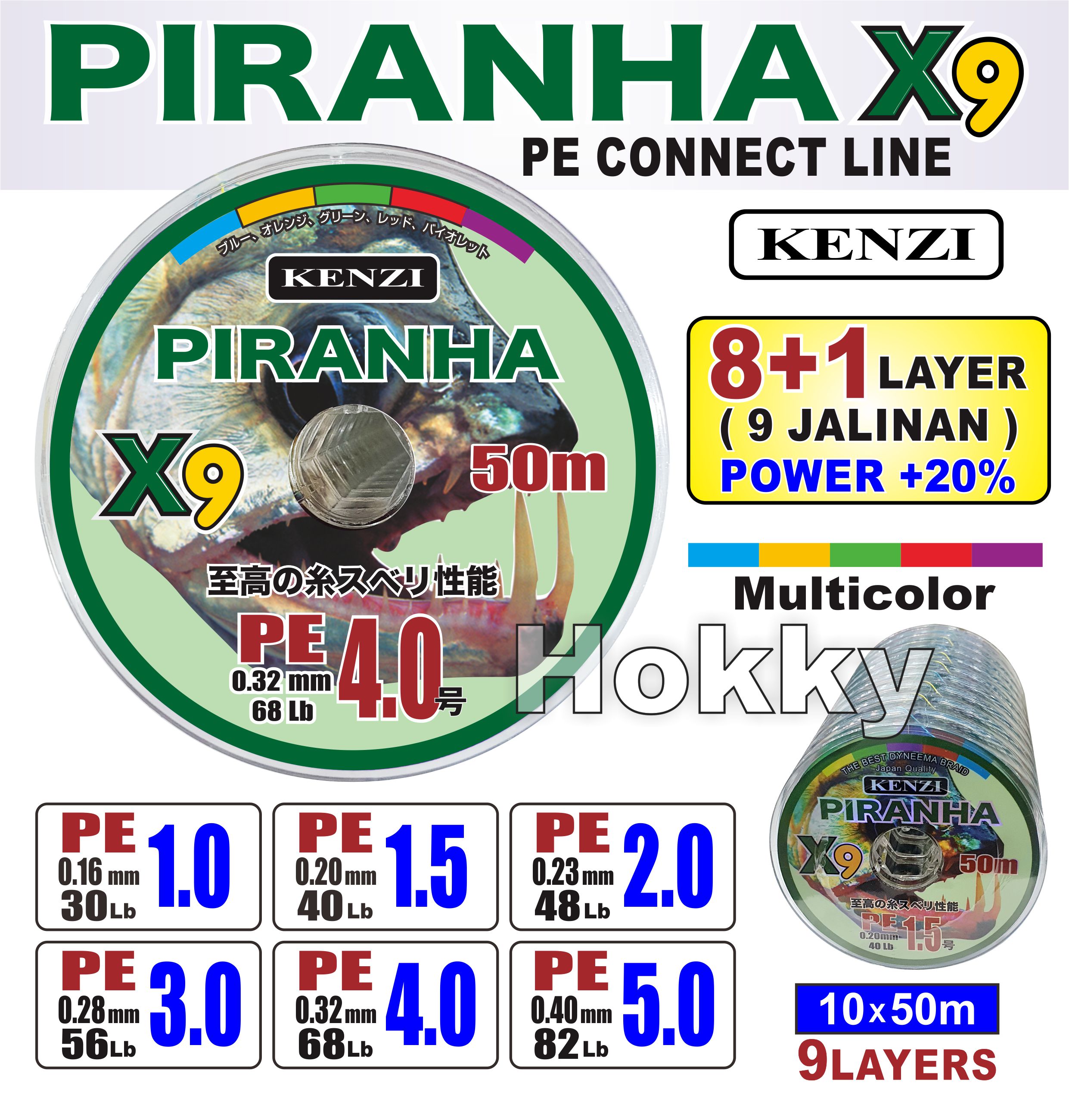KENZI PIRANHA X9 50 M MULTI COLOUR | Lazada Indonesia