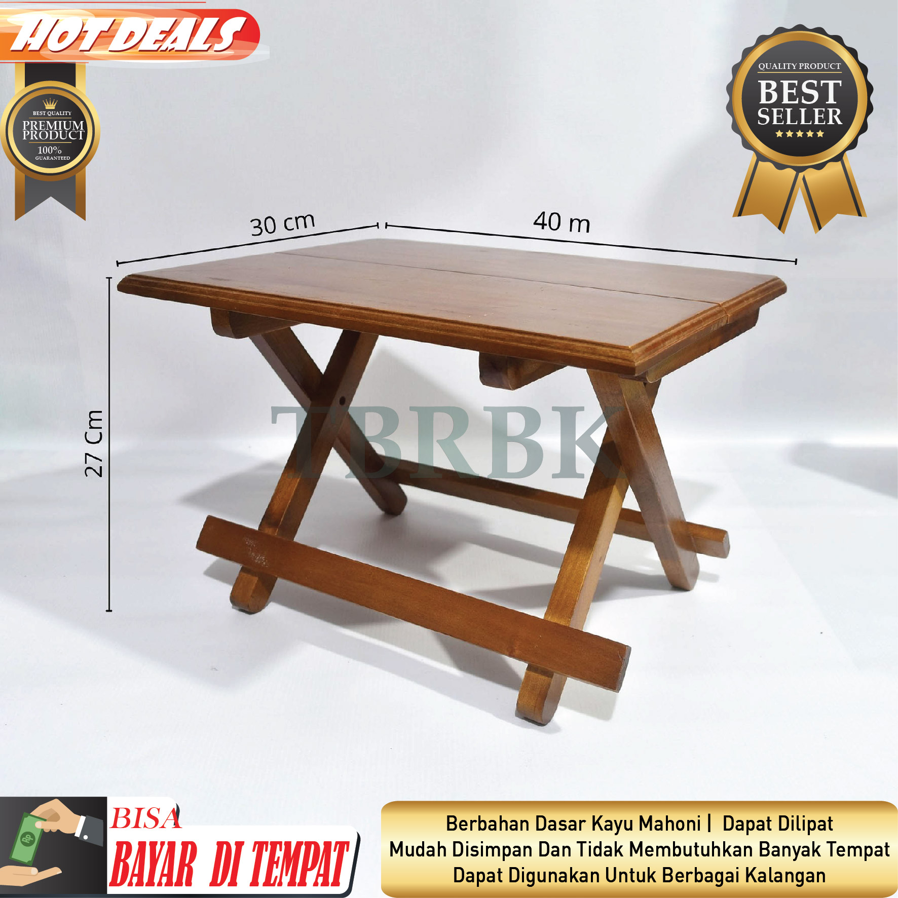 Meja Lipat Ukuran Besar (30 x 40 Cm) Ukir Plitur Kayu Meja Ngaji Rekal ...