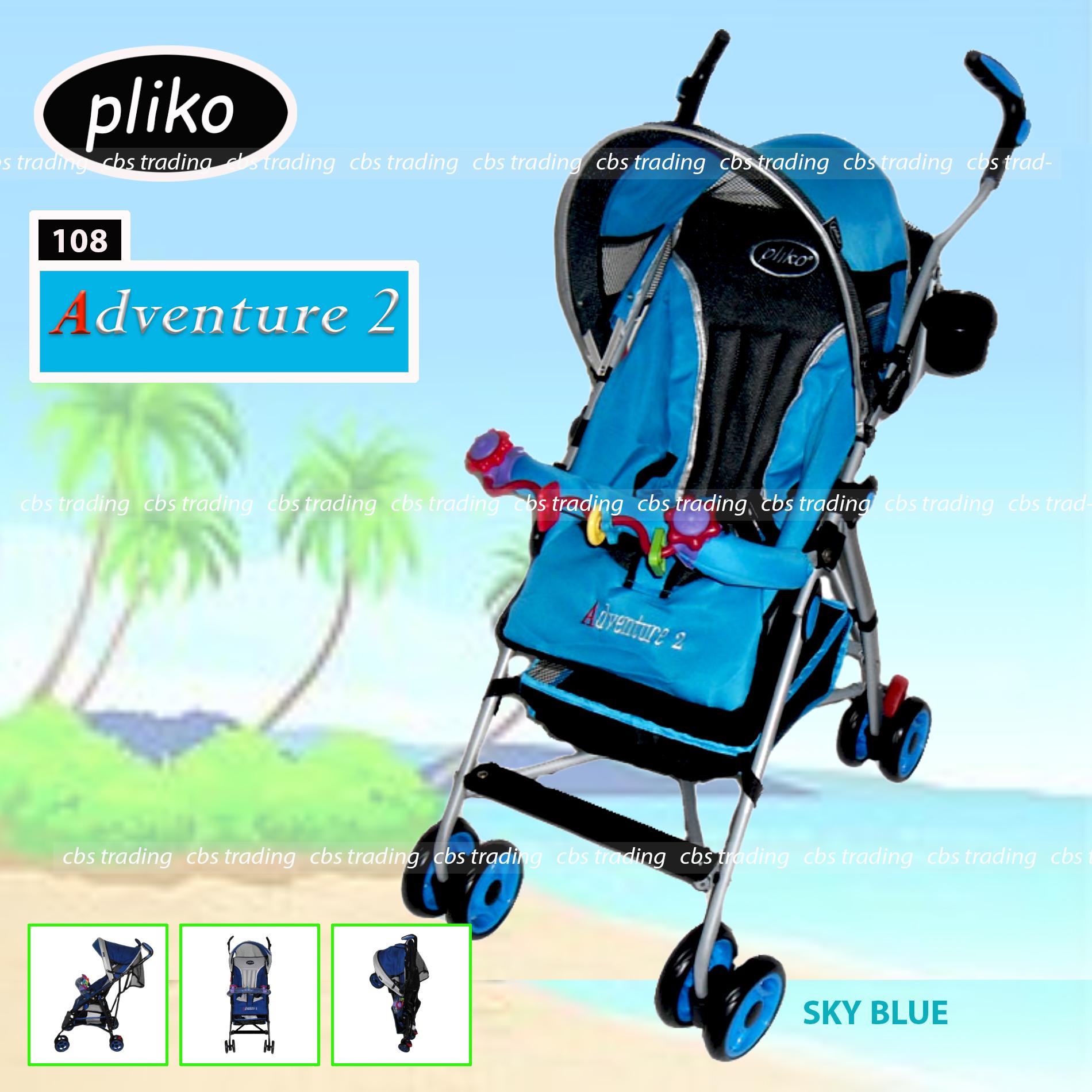 HEMAT Pliko Stroller New Buggy Adventure 2 S-108 Kereta Dorong Bayi - Biru