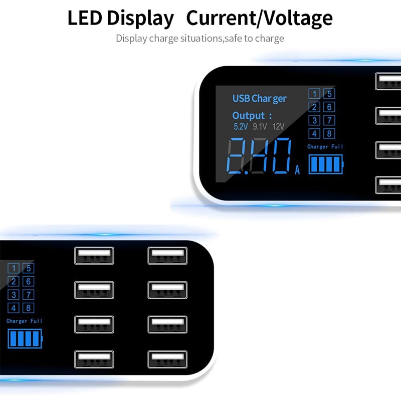 8 Ports USB Output Car Charger Multi-Port USB Charger for Car 8-Port ...