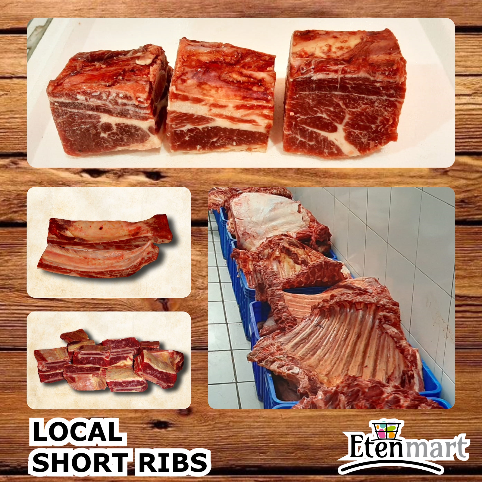 Daging Iga Sapi lokal / Short Ribs local 1 kg potongan (5-7cm)/(12-13cm ...