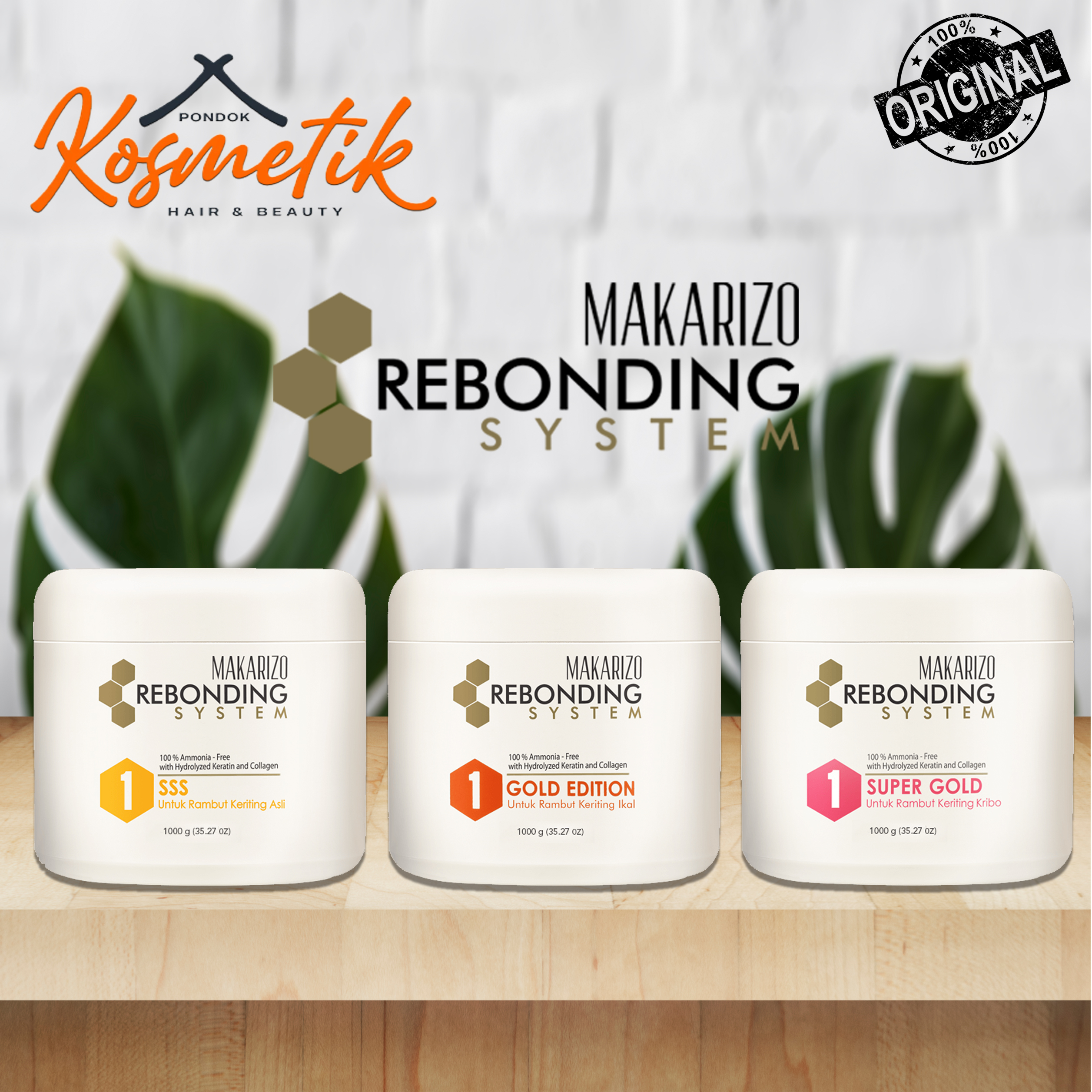 MAKARIZO REBONDING SYSTEM STEP 1 1000GR PELURUS RAMBUT/SMOOTHING ...
