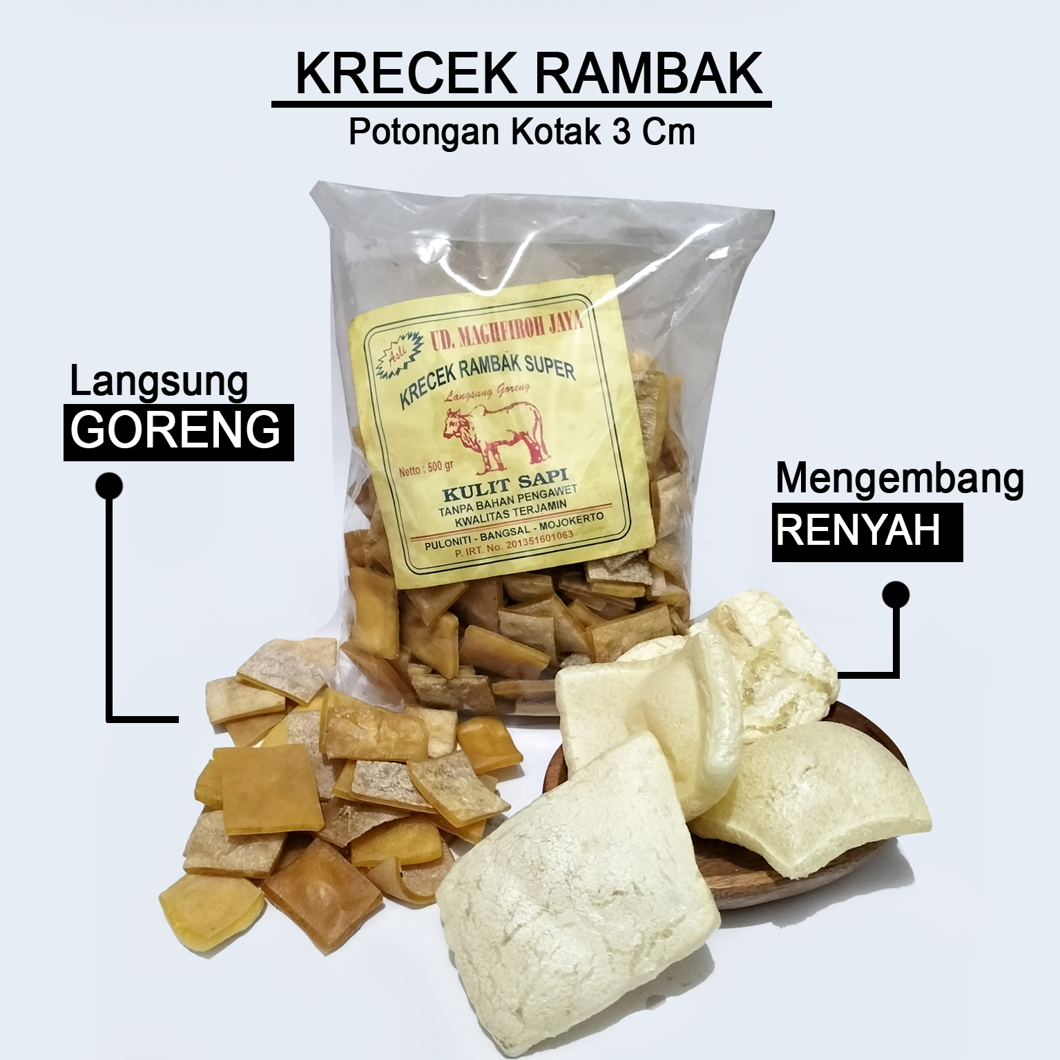 Krecek kulit sapi mentah rasa original renyah krupuk rambak siap goreng ...