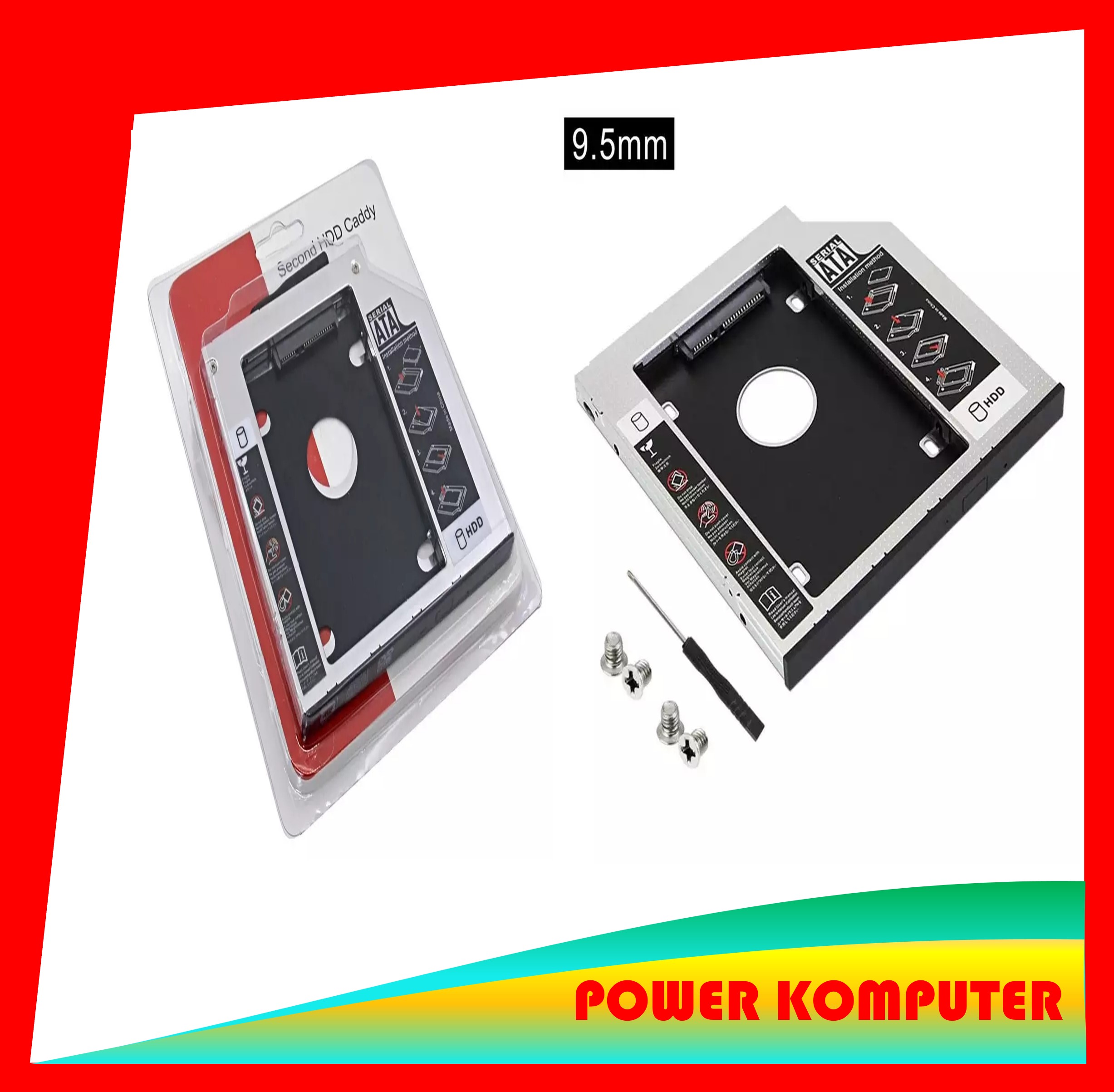 HDD Caddy 9.5mm SATA 3.0 2.5 Inci Hard Disk Drive Kandang SSD Case Kotak untuk Laptop CD-ROM DVD ...