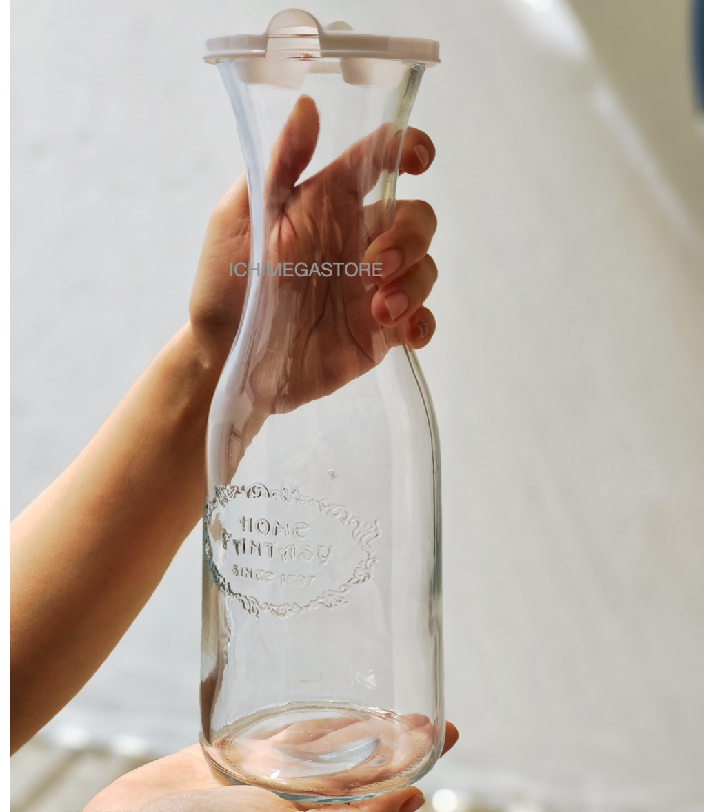 ICHIMEGASTORE Pitcher Jus Susu Kaca Botol Gelas Carafe 1 Liter Soda ...