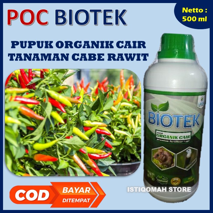 POC BIOTEK 500ML Pupuk Organik Cair untuk Tanaman Cabe Rawit Sampai Bosan Petik, Cabe Merah, dll ...