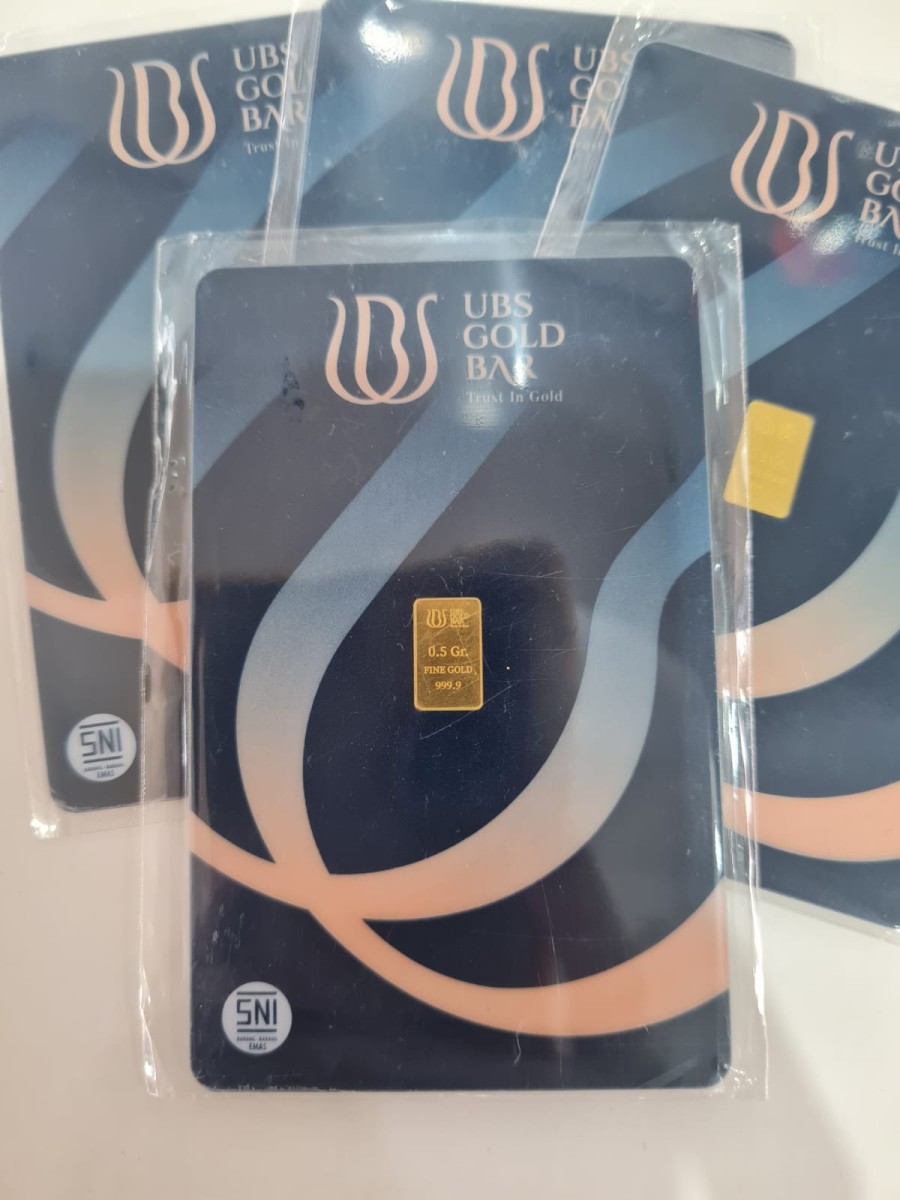 UBS GOLD BAR TRUST IN GOLD BATIK CERTIFICATE BIRU PINK SERTIFIKAT 24K ...
