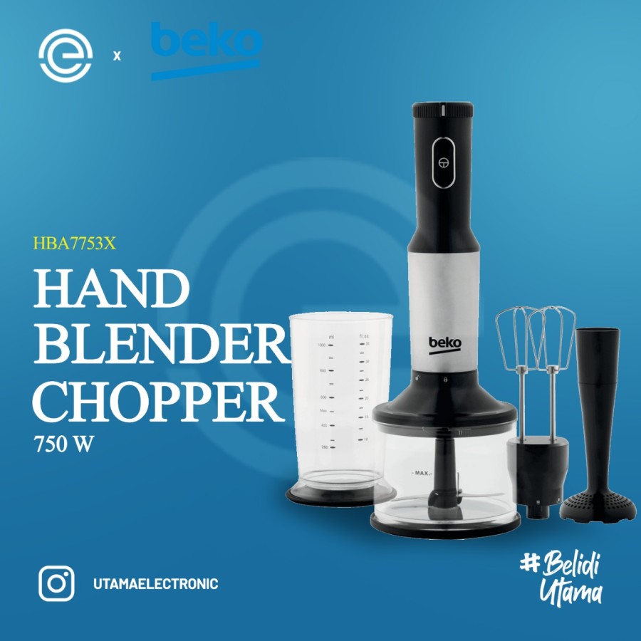 BEKO Hand Blender & Chopper - HBA7753X | Lazada Indonesia
