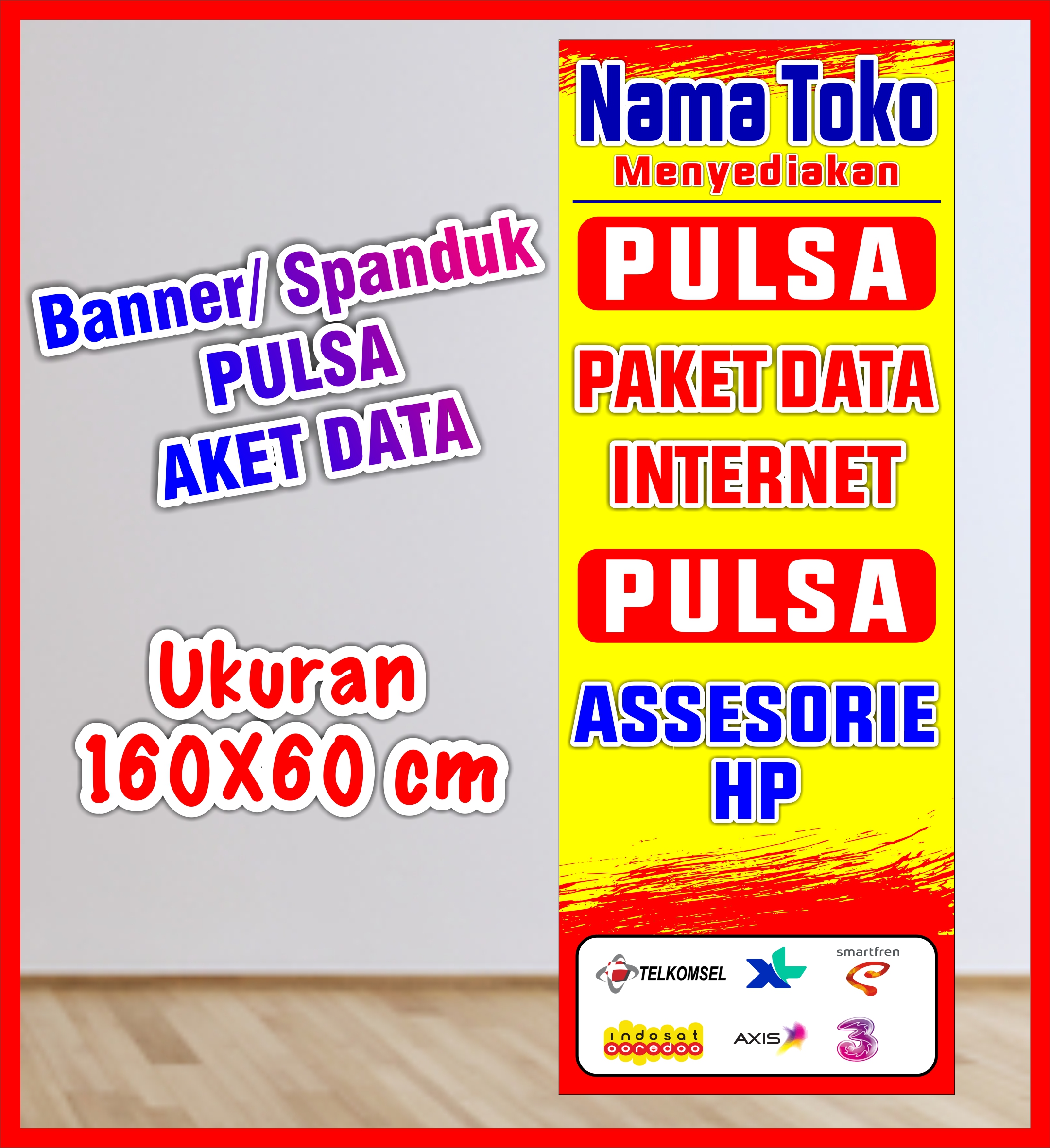 Spanduk Banner Backdrop Konter Pulsa/ Banner Konter Pulsa / Spanduk Konter Pulsa Ukuran 160X60 ...