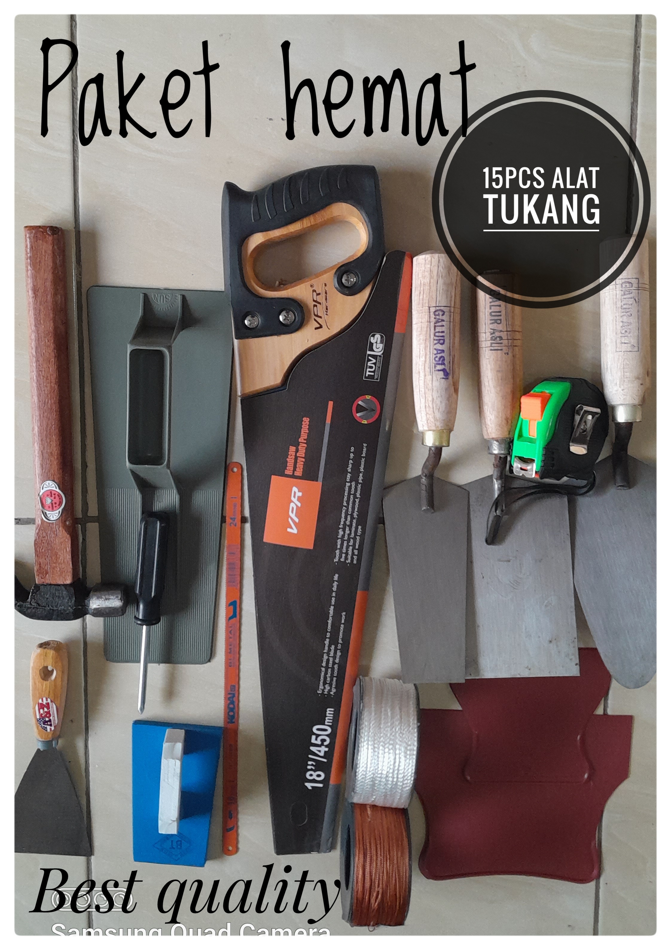 Satu Paket alat lengkap alat pertukangan bangunan sekop" sesuai gambar ...