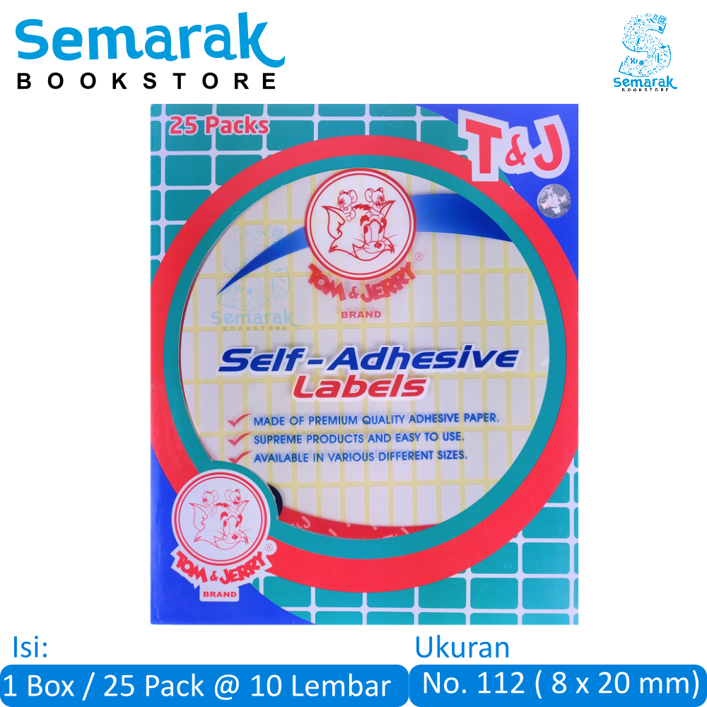 Tom & Jerry Sticker Self-Adhesive Labels Stiker Label No. 112 (8 x 20 mm) [1 Box / 25 Pack / 250 ...