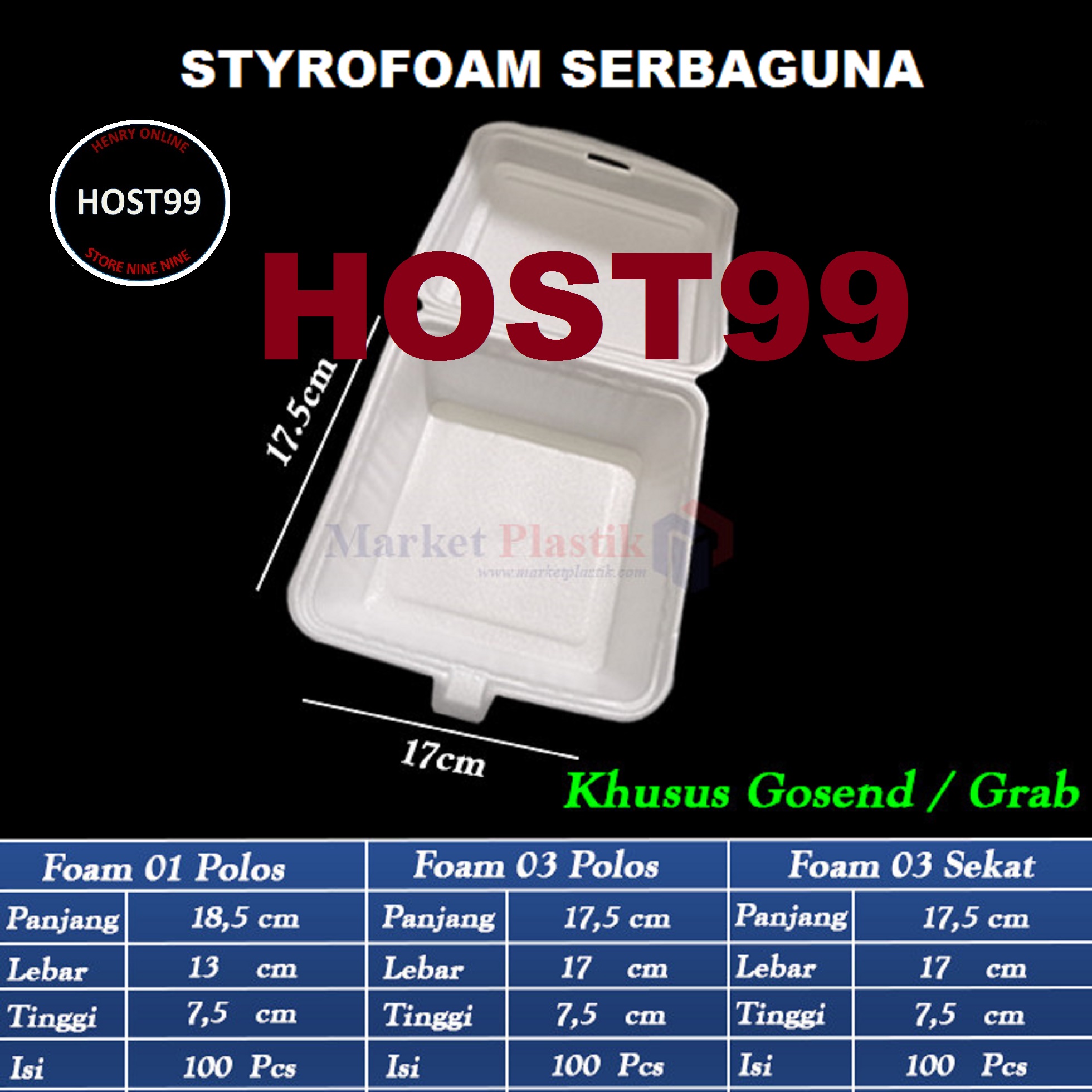 STYROFOAM 03 FOAM POLOS GABUS MAKANAN NASI BAKMI PUTIH 100PCS | Lazada ...