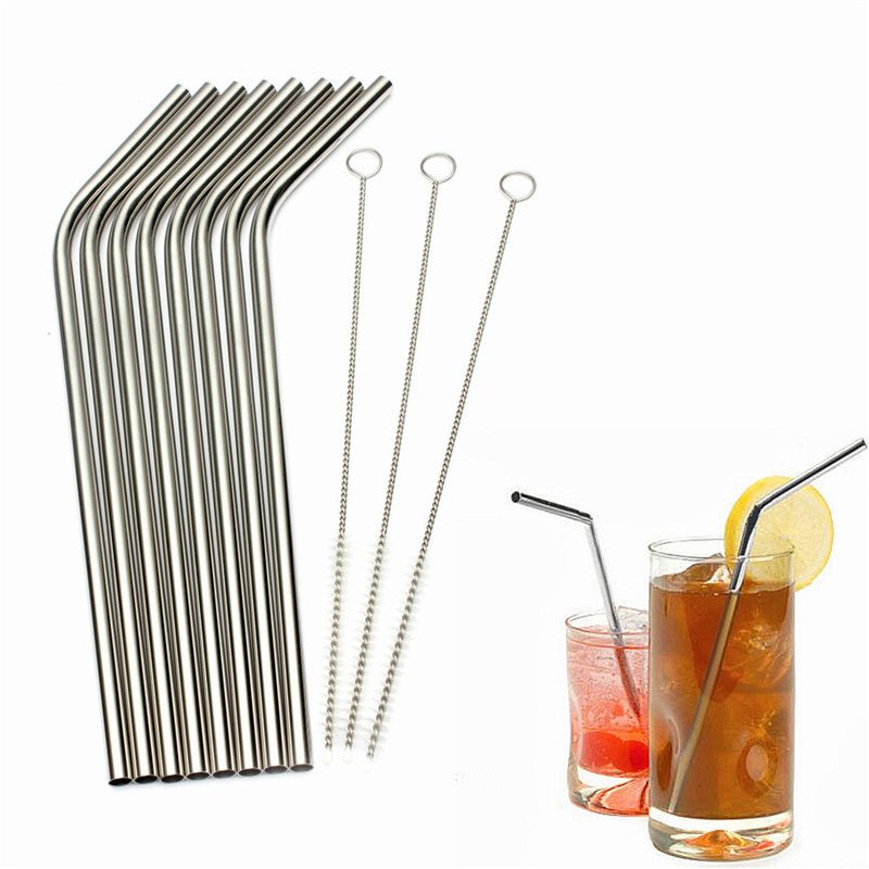 Sedotan Bending Straw Stainless Steel Capillary 4 Pcs + 1 Brush dengan ...