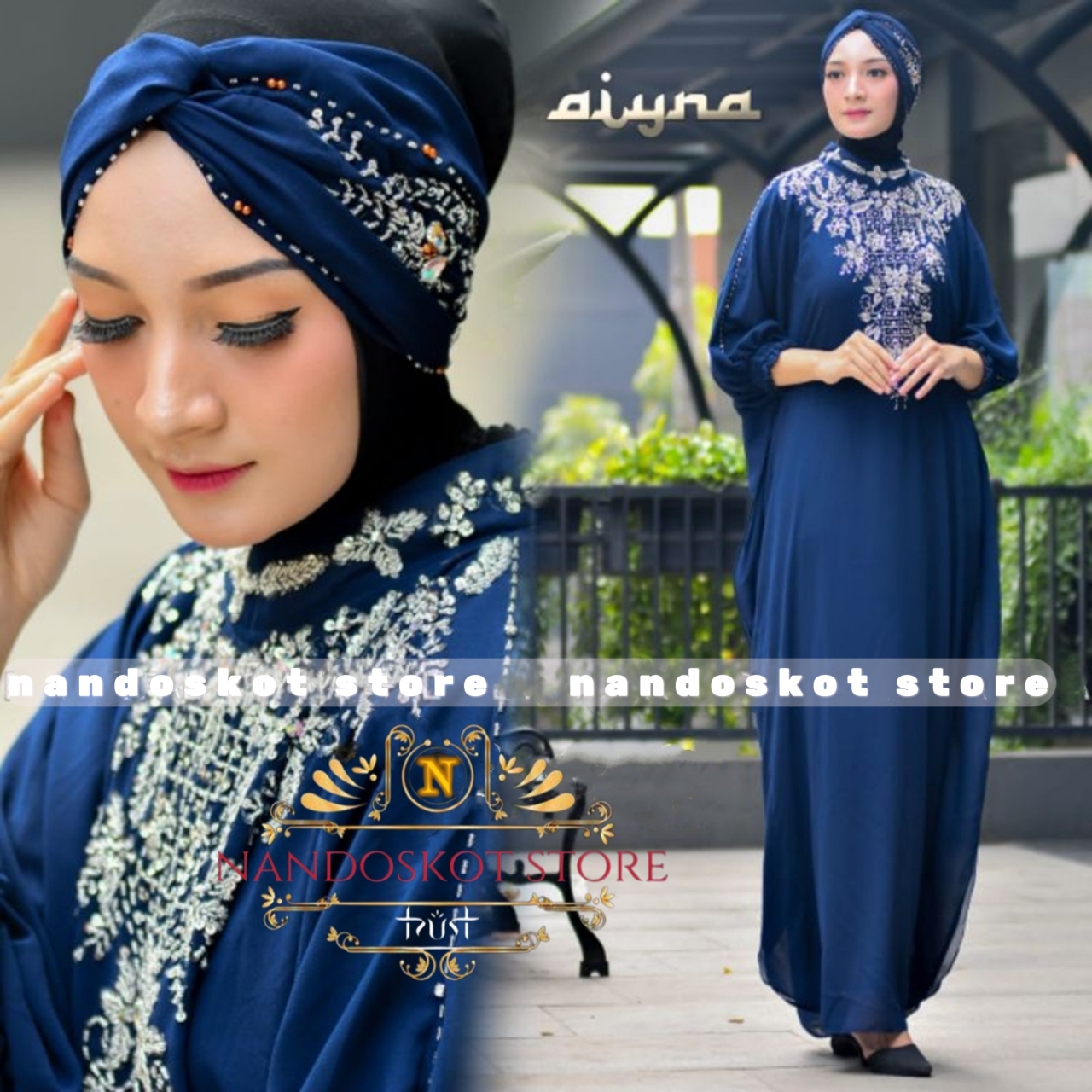 Kaftan Aiyna Gratis Inner dan Turban Cantik Baju Gamis Model Sekarang ...