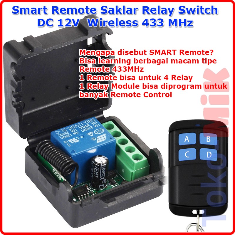Smart Remote Switch Saklar DC 12V Wireless 433 MHz Access Control ...