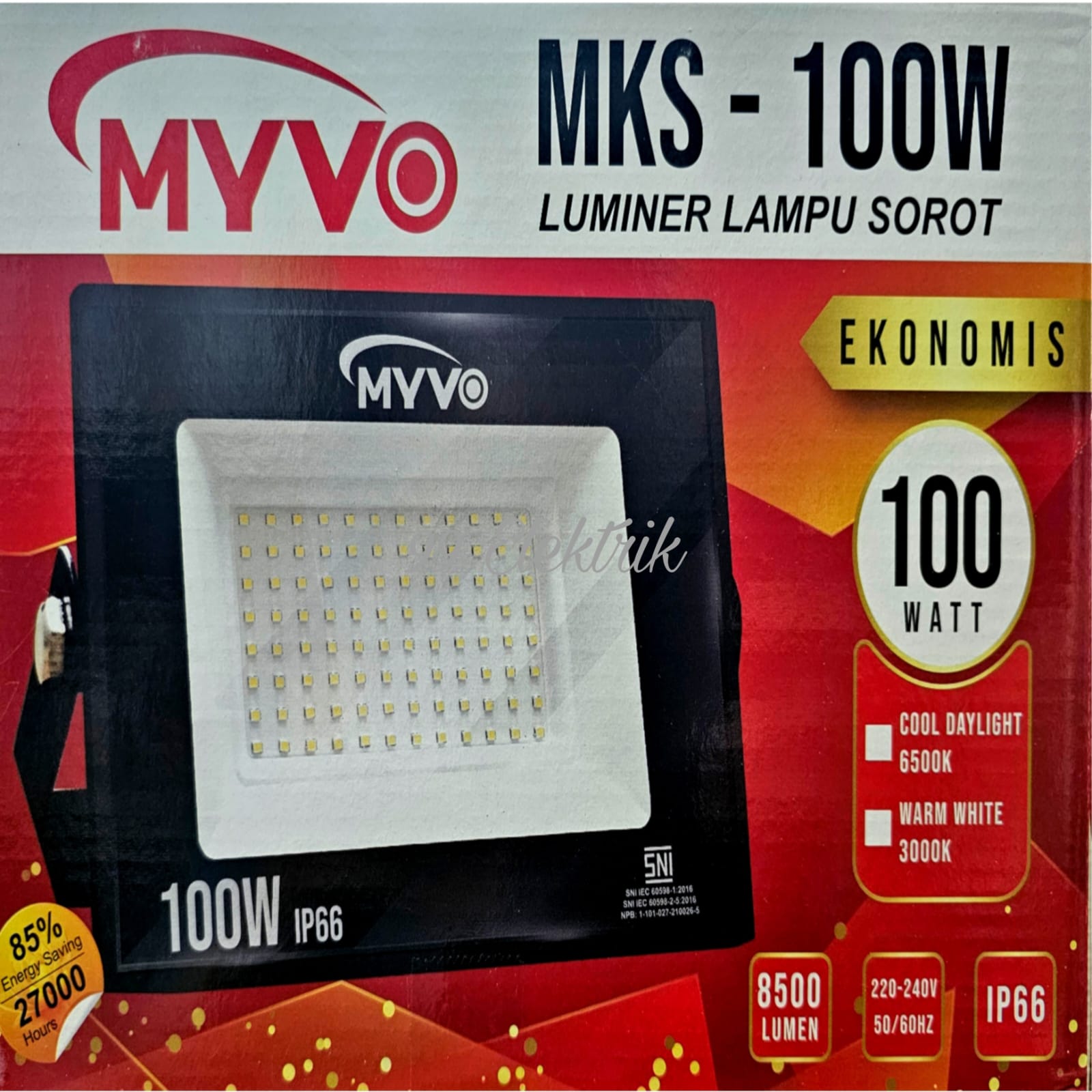 MYVO Lampu Sorot LED 100 Watt Cool Daylight 6500K ( Putih ) Lampu ...