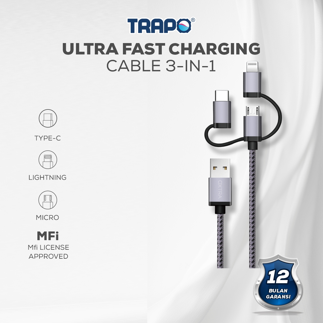 Trapo Ultra Fast Charging Cable 3-in-1 | Lazada Indonesia