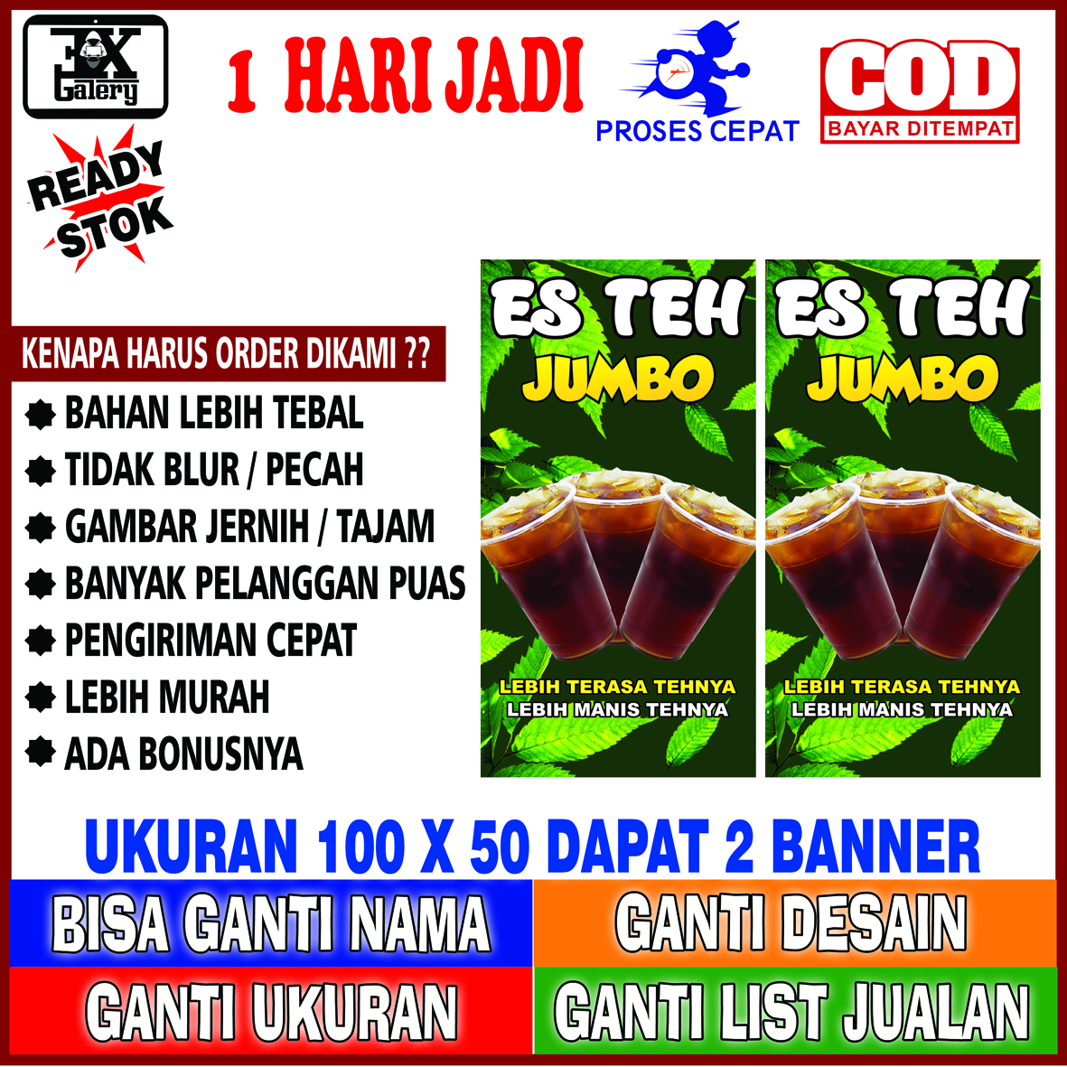 SPANDUK ES TEH, BANNER ES TEH, SPANDUK SEBLAK, BANNER SEBLAK UKURAN 100 ...