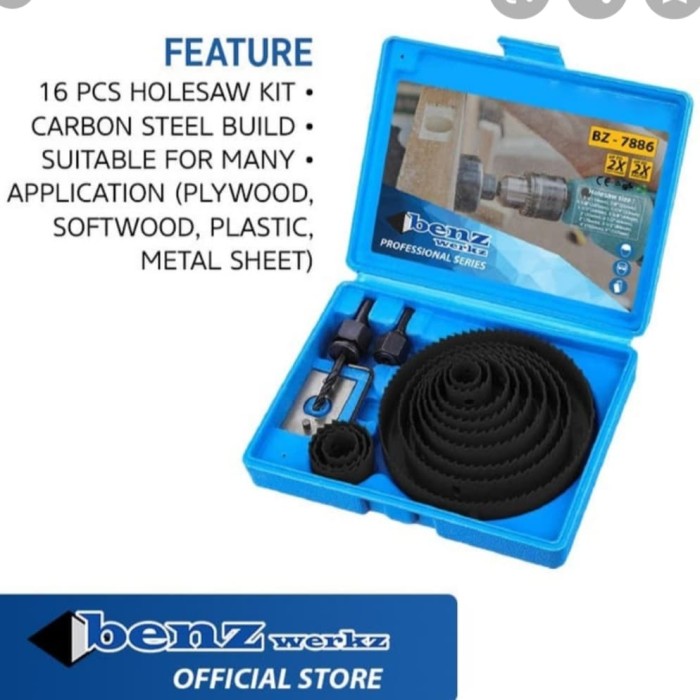 Mata bor hole saw Benz 16 pc,mata bor plong ,lubang 16 pc | Lazada ...