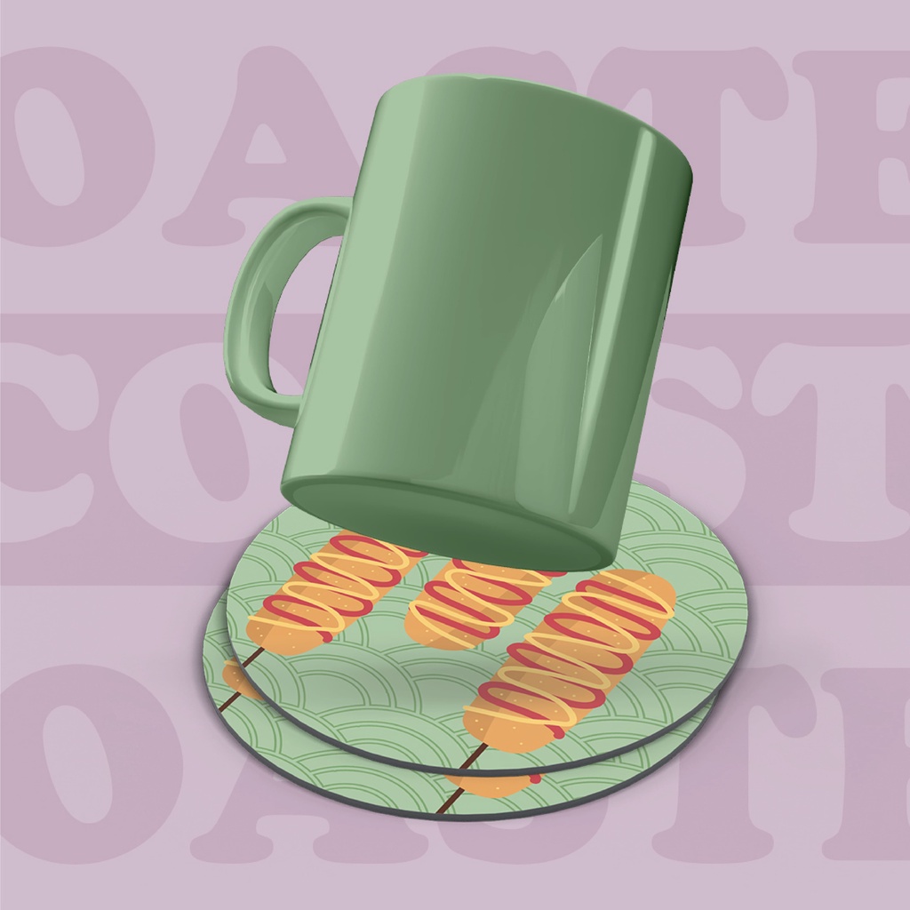 Coaster Tatakan Gelas Tatakan Minuman Wooden Coaster Makanan Korea ...