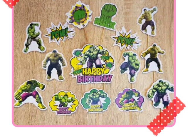 satu set toper topper cake hiasan kue ulang tahun karakter hulk ...