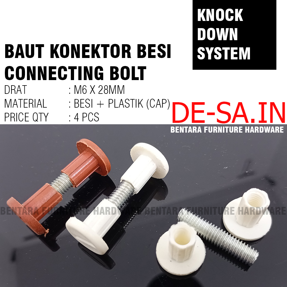 4 x BAUT M6 X 28MM CONNECTING CHICAGO BOLT - BAUT SAMBUNG KONEKTOR BESI ...