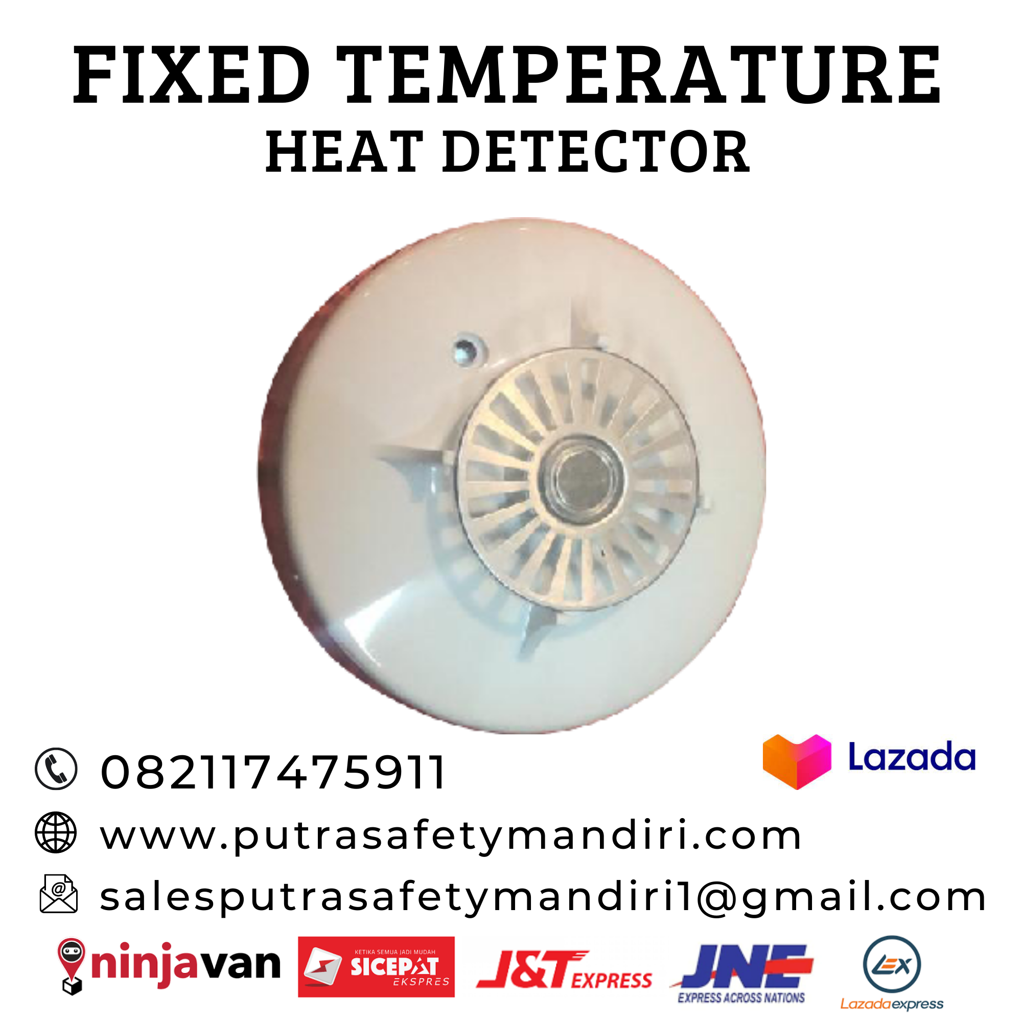 FIXED TEMPERATURE HEAT DETECTOR JITTECH JIT-24FL DETEKSI SUHU PANAS KEBAKARAN KONVENSIONAL ...