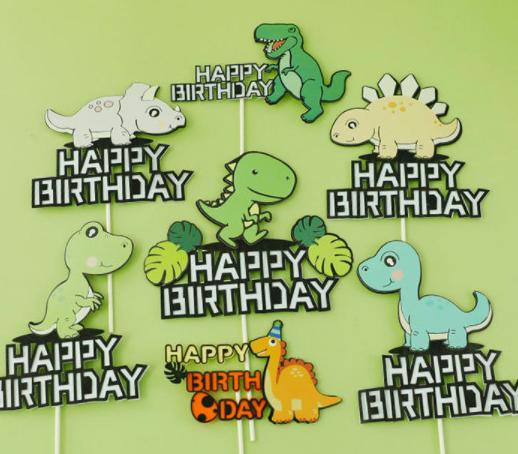 Terlaris Topper Cake Dino Ulang Tahun Anak Laki / Dinosaurus/Bendera ...
