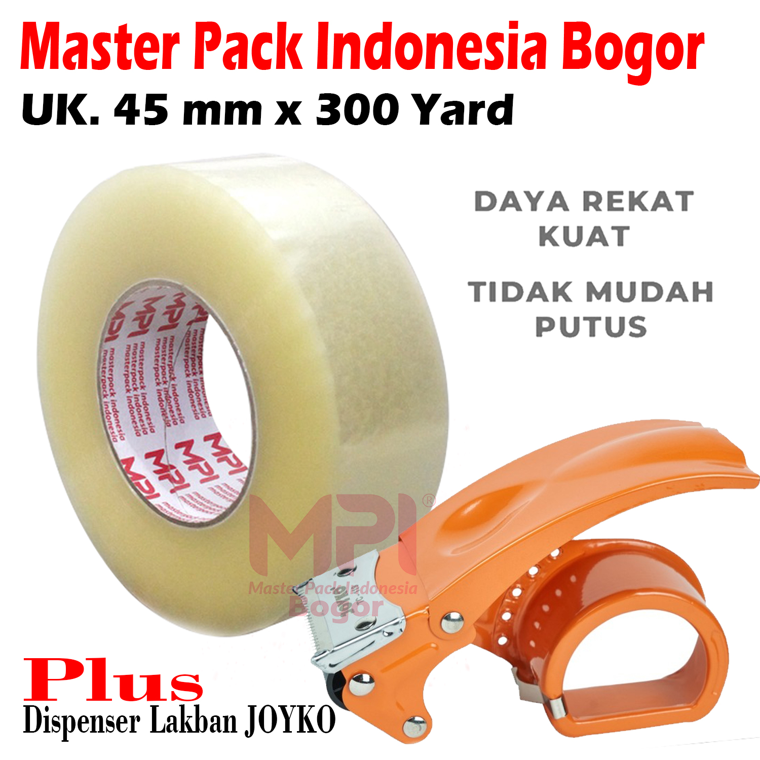 Lakban Coklat - Lakban Bening JUMBO 45 mm x 300 yard + Dispenser Lakban ...