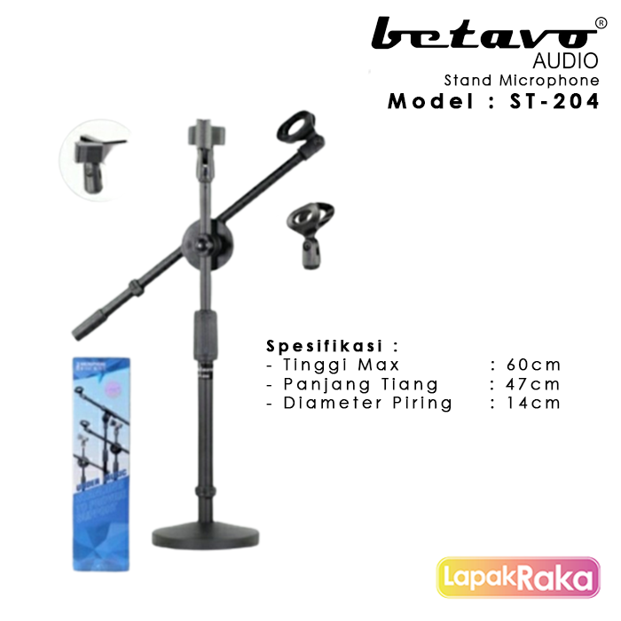 Stand Mic Pendek Kaki Besi Bulat BETAVO ST-204 | Stand Mic Meja Duduk ...