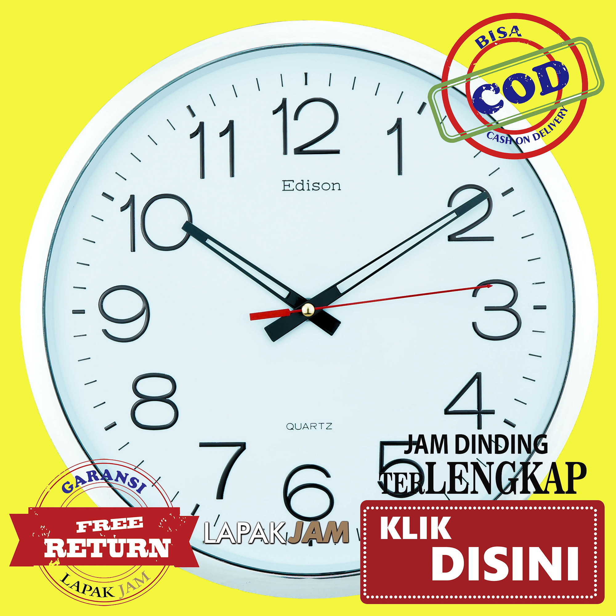 Jam Dinding Edison EDW - 28 - TCH Bulat Minimalis Diameter 31 cm Best ...