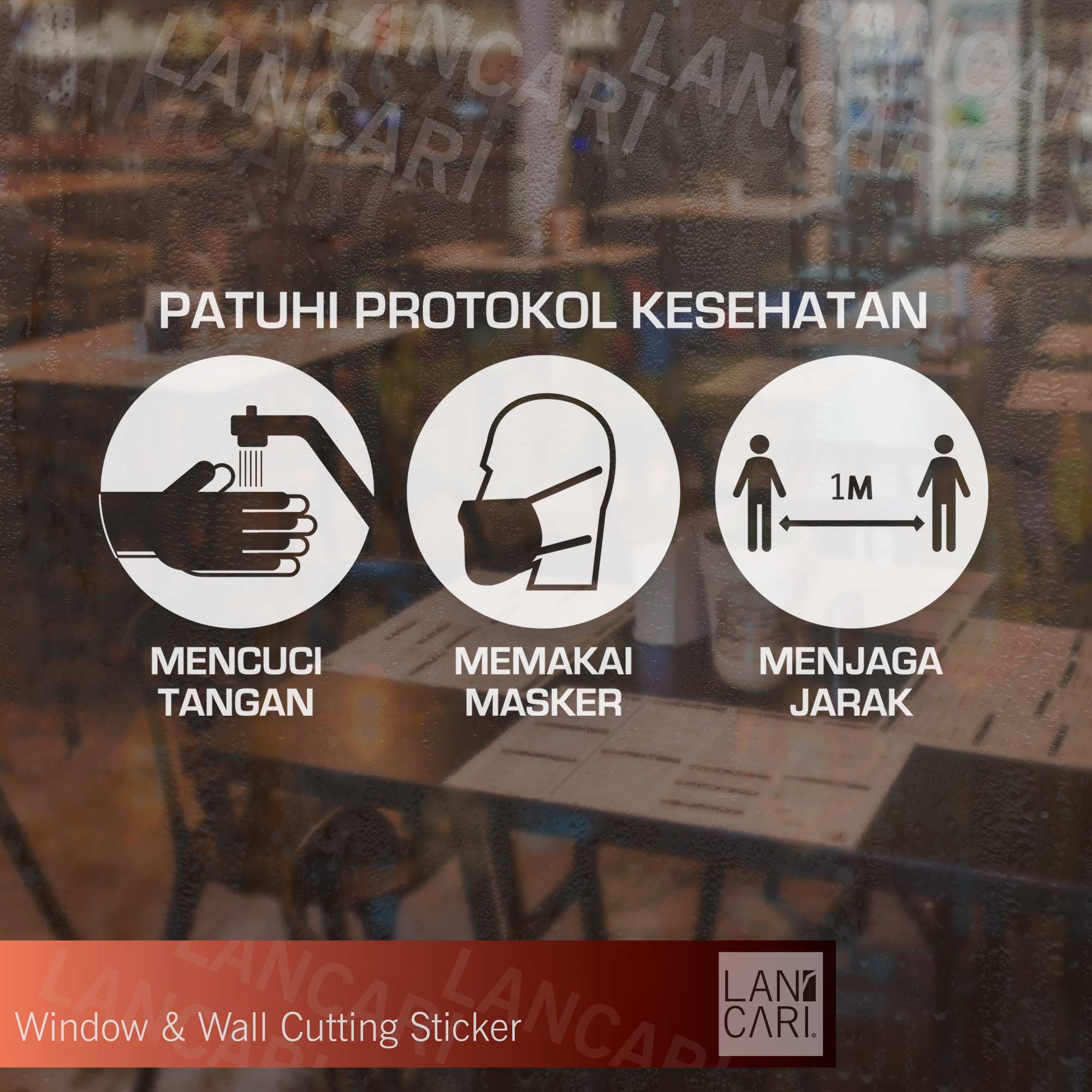 Sticker Stiker Jaga Jarak Memakai Masker Mencuci Tangan Protokol ...