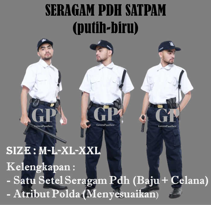 COD !! SERAGAM PDH SECURITY SATPAM + ATRIBUT TEMPEL (TANPA NAMA) MURAH ...