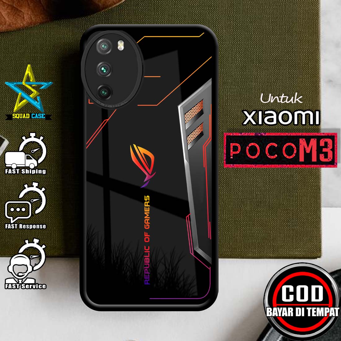 Case Xiaomi POCO M3 Casing Squad Case motif ROG custom gambar BISA ...
