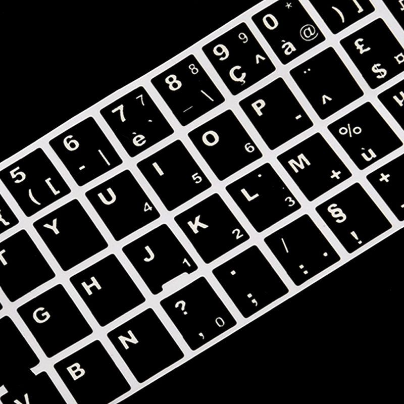 White Letters French Azerty Keyboard Sticker Cover Black for Laptop PC ...