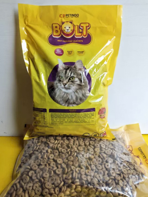 BOLT Makanan Kucing 1 Kg Repack Rasa Tuna Kibble Donat Packaging KUNING ...