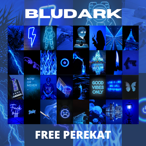 Poster aesthetic isi tema neon blue | Lazada Indonesia