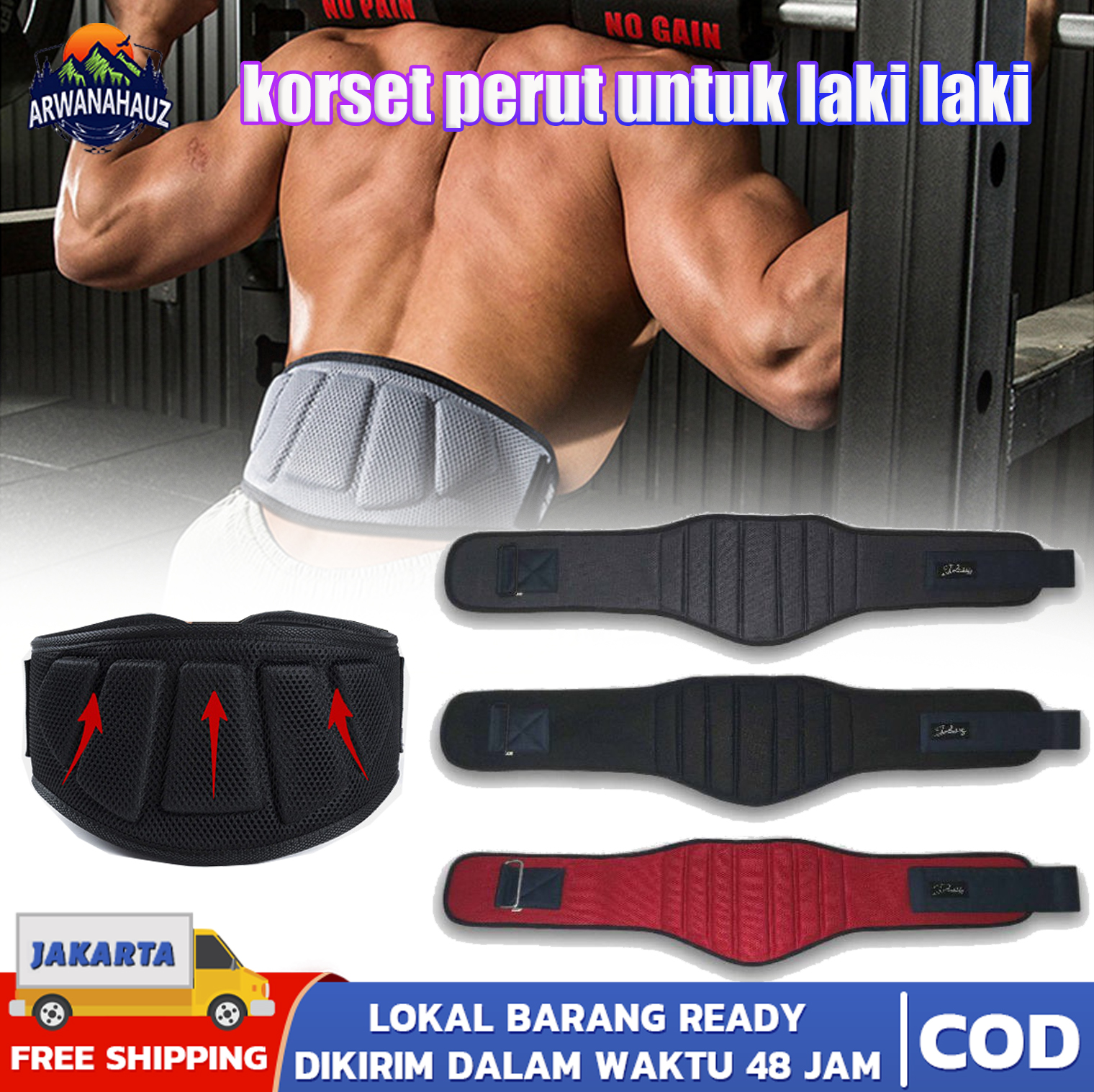 (COD) korset perut untuk laki laki / premium gym belt / sabuk gym ...