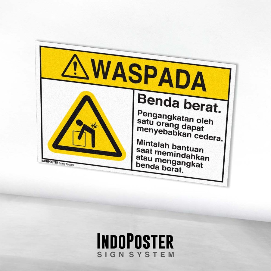 Stiker Safety Sign K3 ANSI Pengangkatan Benda Berat Manual Handling ...