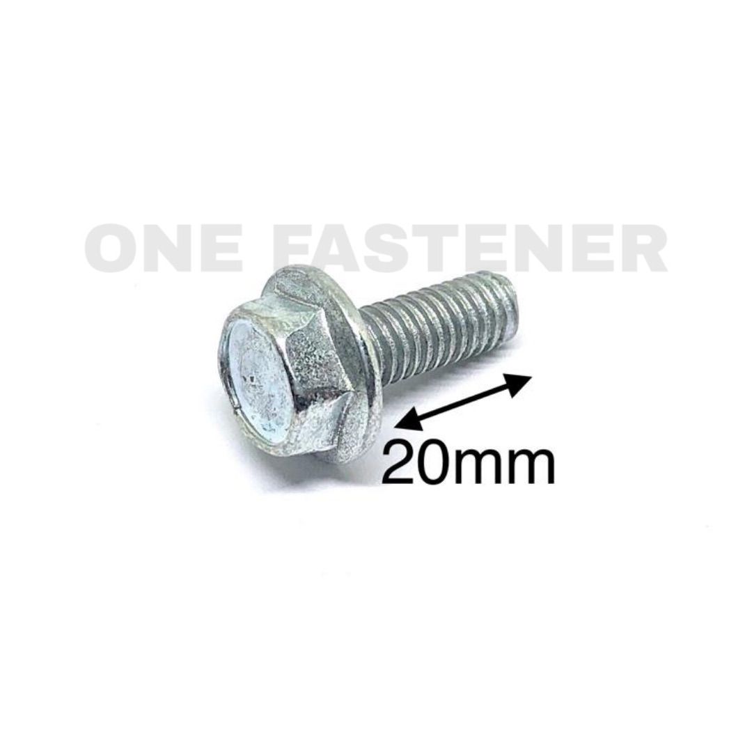 100 Pcs K10 Baut Flange Bolt M6x20 Putih Baut topi 10 panjang 2cm ...