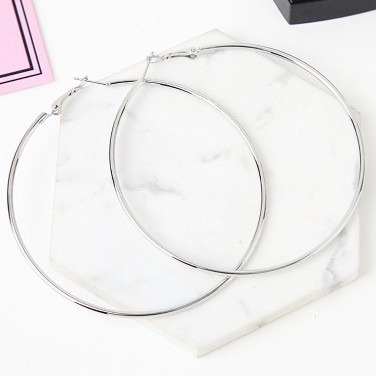 Anting Bulat Lingkaran Silver 10 cm / Anting Lingkaran Besar Silver ...