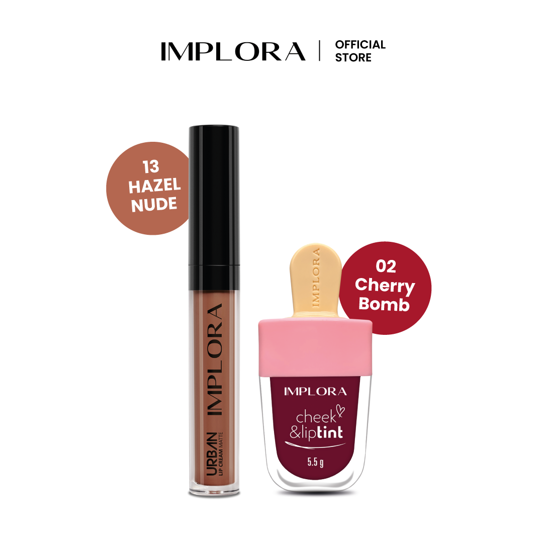 Implora Korean Matte Ombre Lips (Hazelnude Lip Cream + LipTint ...