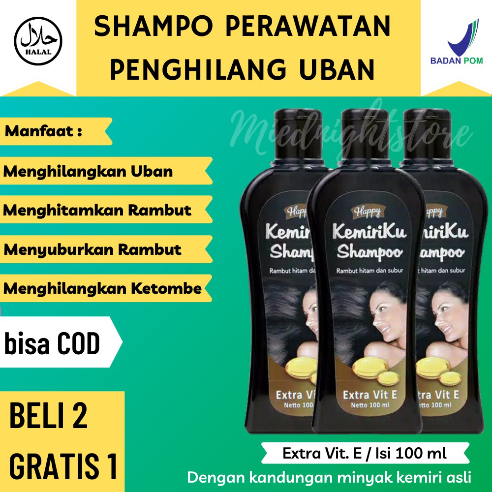 [SHAMPO UBAN BELI 2 GRATIS 1] PENGHITAM RAMBUT , HAPPY KEMIRIKU SHAMPOO ...