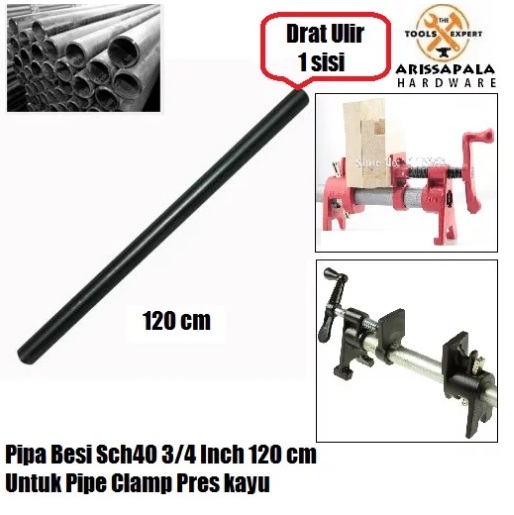 Hanya Pipa Besi Sch40 3 per 4 panjang 120 cm Untuk Pipe Clamp Pres kayu ...