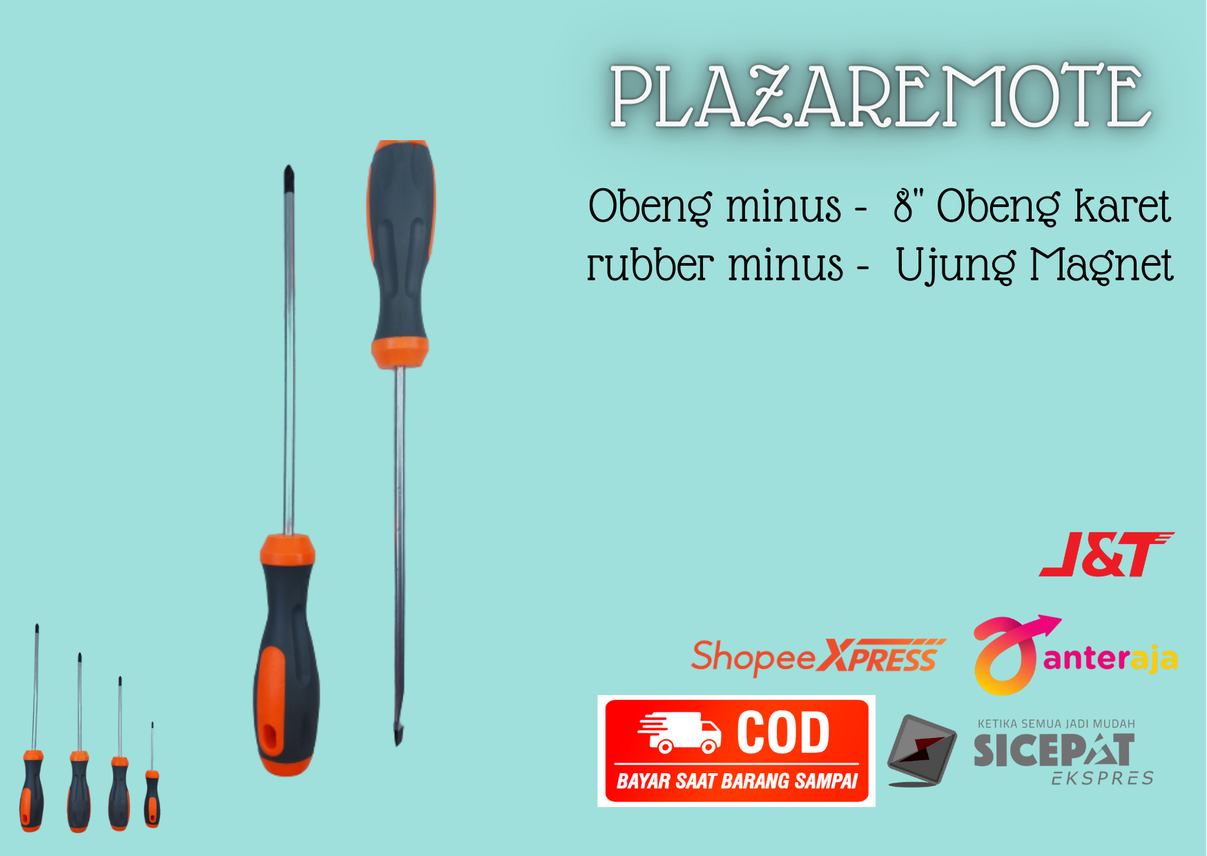Obeng PLUS + 8" MM Obeng karet rubber plus + Ujung Magnet | Lazada ...