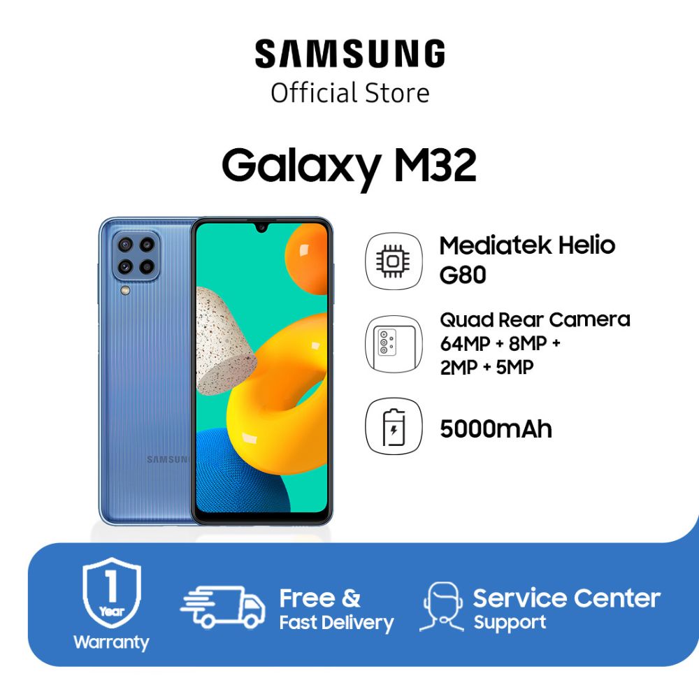 Samsung Galaxy M32 6/128GB, Handphone Android dengan Quad kamera 64MP, Baterai 5000mAh, Prosesor ...